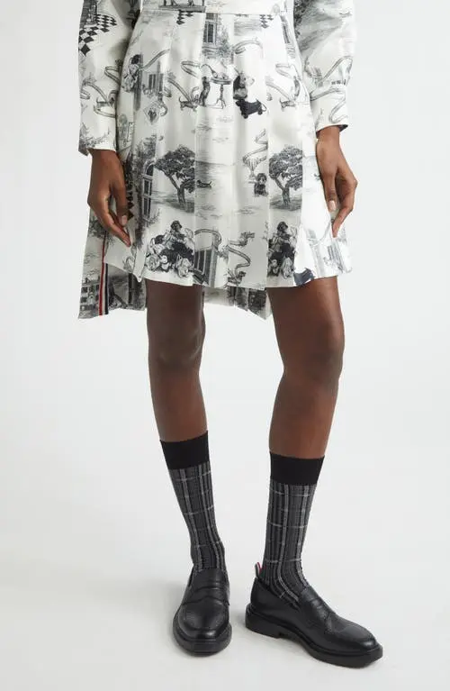 Thom Browne Hector Toile Pleated Skirt - Black/white
