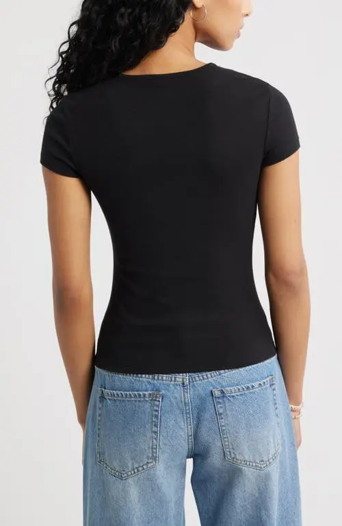 Bp. Stretch Cotton Blend Baby Tee - Black