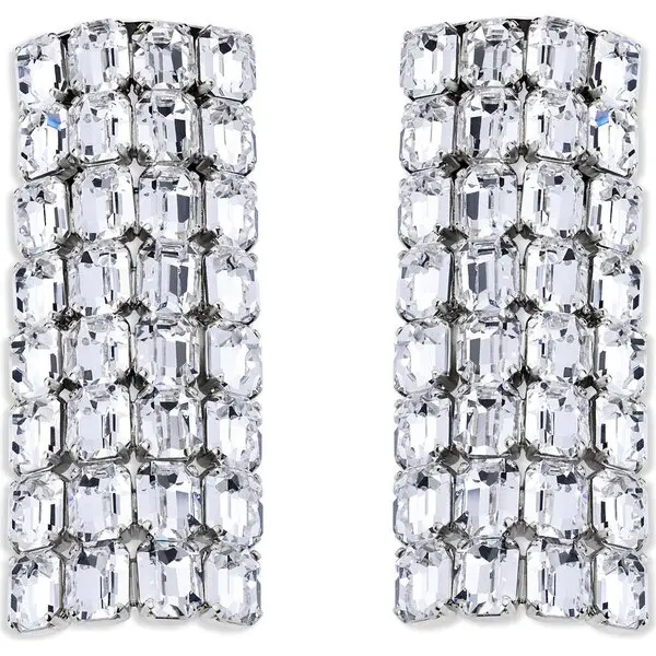 AREA Long Crystal Pavé Earrings