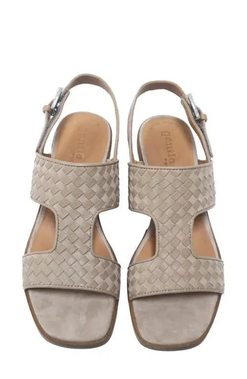 Gentle Souls Manda Woven Leather Sandals - Mushroom Leather