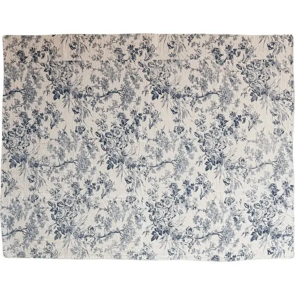 STORIED HOME Toile Pattern Cotton Chambray Throw - Blue