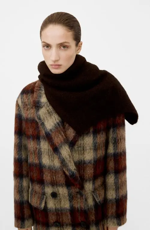Mango Plaid Wool-blend Double-breasted Coat - Beige