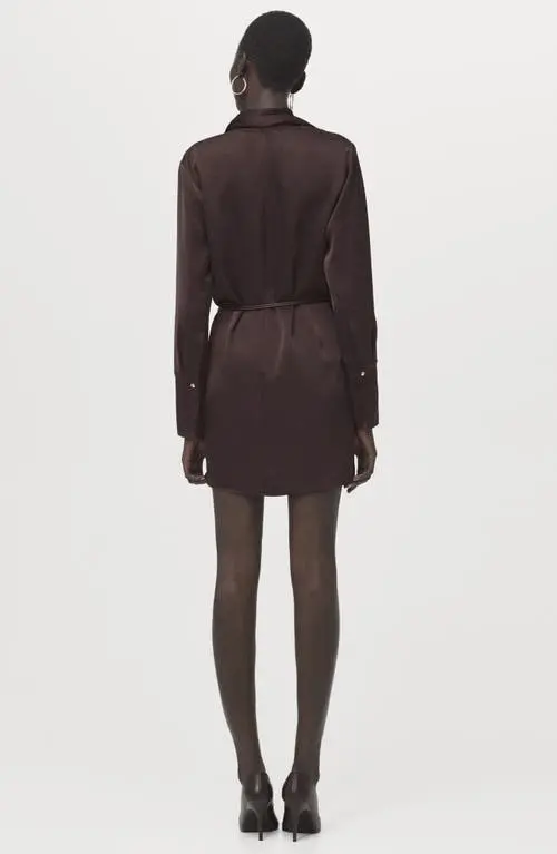 Mango Long Sleeve Satin Dress