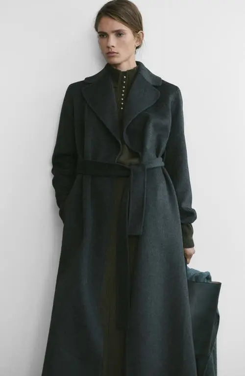 Mango Belted Wool-blend Coat