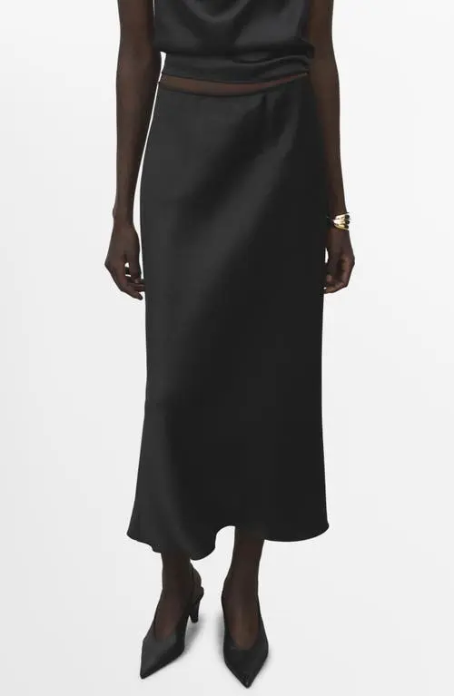 Mango Satin Midi Skirt