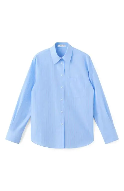 Mango Striped Poplin Button-up Shirt - Blue