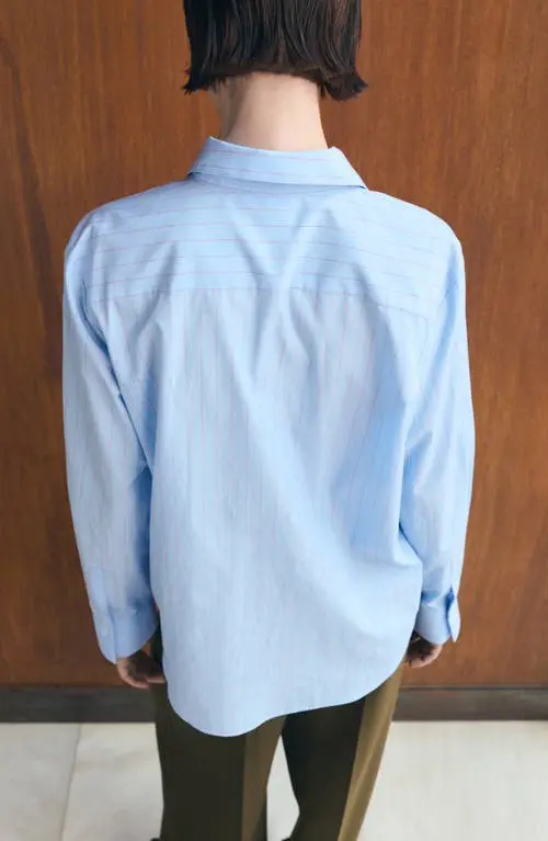 Mango Striped Poplin Button-up Shirt - Blue