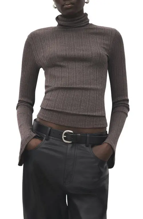 Mango Turtleneck Flare Sleeve Rib Sweater