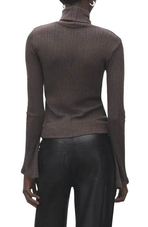 Mango Turtleneck Flare Sleeve Rib Sweater