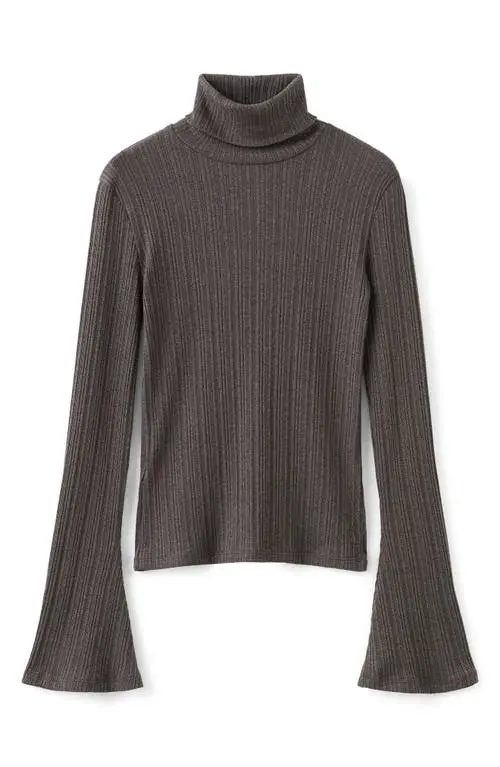 Mango Turtleneck Flare Sleeve Rib Sweater