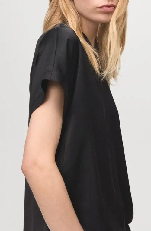 Mango Crop Satin T-shirt - Black