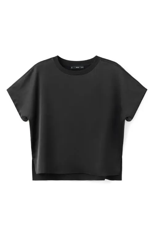 Mango Crop Satin T-shirt - Black