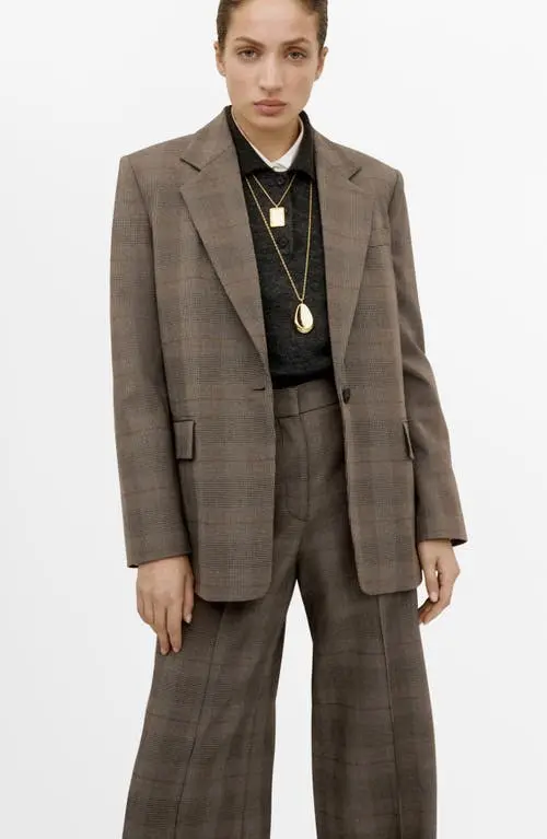 Mango High Rise Straight Leg Check Pants