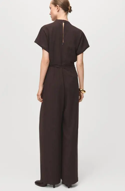 Mango Pleated Tie Belt Jumpsuit