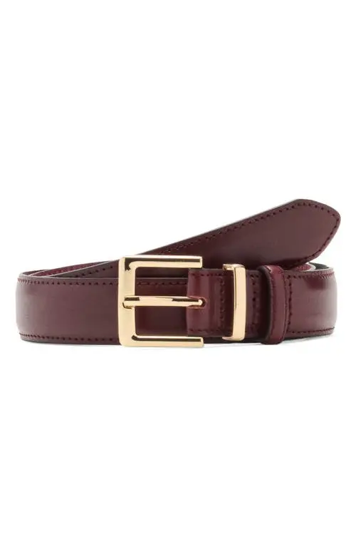 Mango Leather Belt - Burgundy