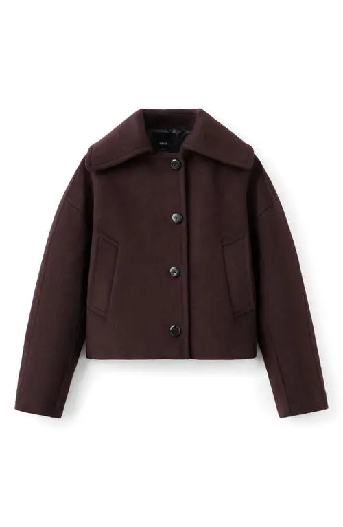 Mango Wool-blend Cropped Jacket - Maroon