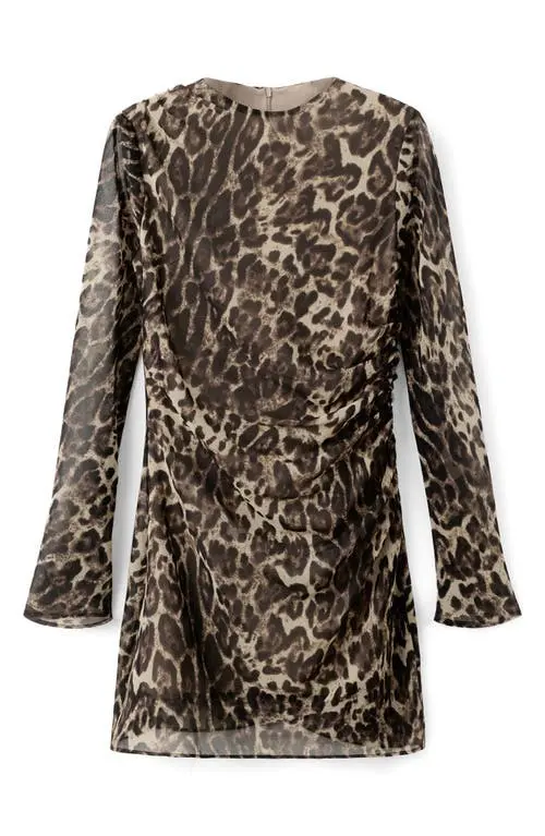 Mango Leopard Print Draped Mini Dress