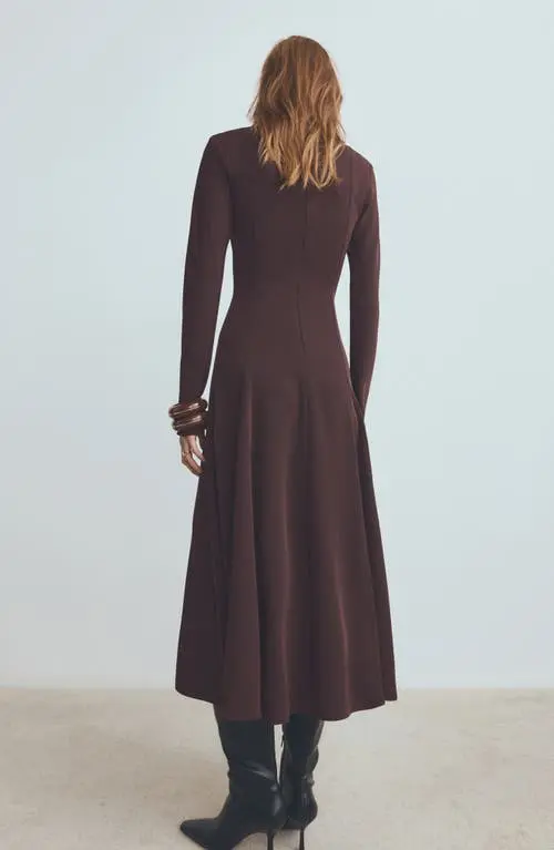 Mango Godet Long Sleeve Maxi Dress