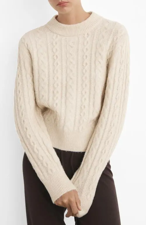 Mango Cable Knit Crewneck Sweater - Ecru