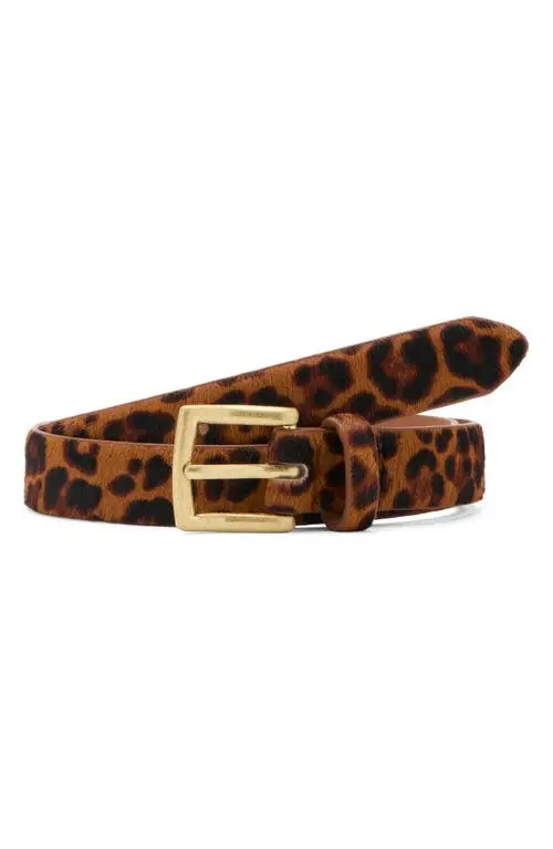 Mango Leopard Print Calf Hair Wide Belt - Brown