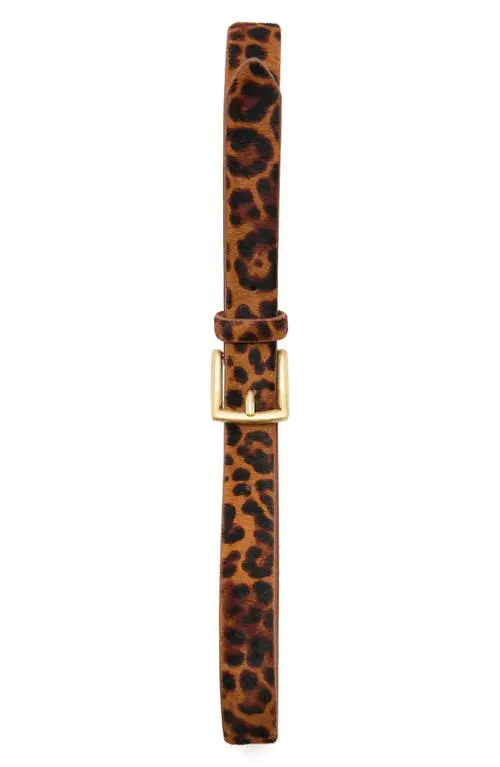 Mango Leopard Print Calf Hair Wide Belt