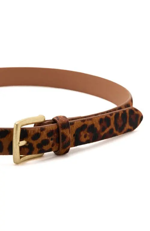 Mango Leopard Print Calf Hair Wide Belt