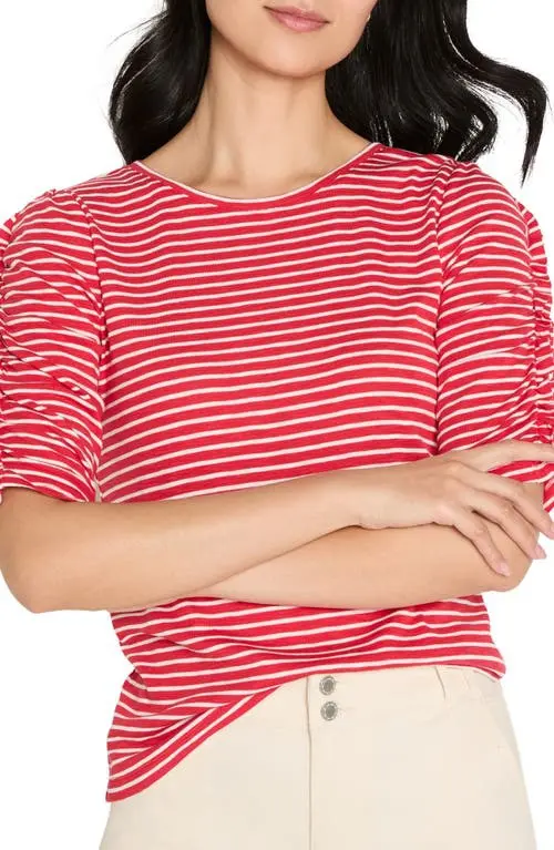 NIC+ZOE Striped Ruched Sleeve Top