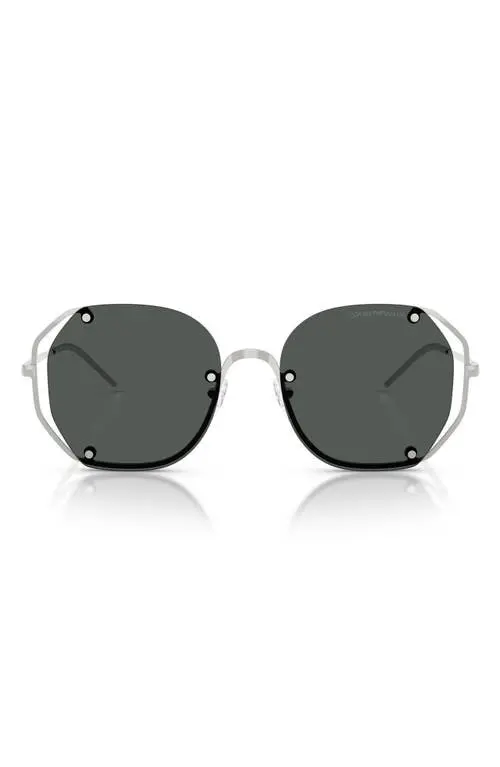 Emporio Armani 54mm Irregular Sunglasses - Shiny Silver/dark Grey