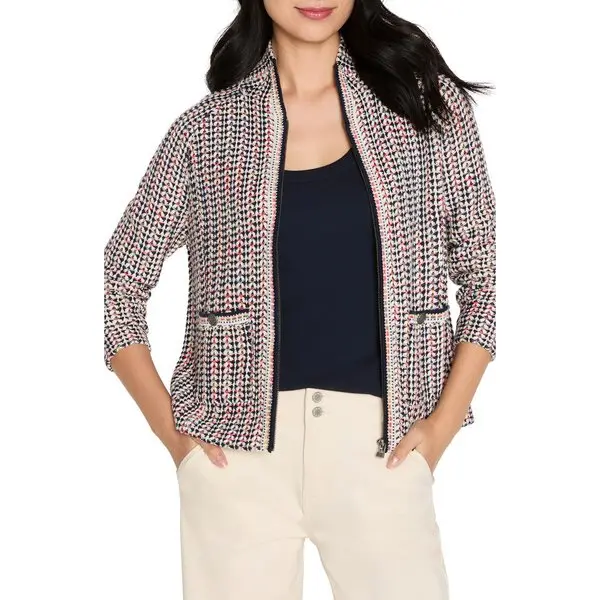 NIC+ZOE Tuck Stitch Colorwheel Knit Jacket