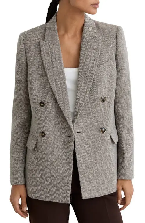 REISS Ember Double-breasted Wool-blend Blazer - Grey