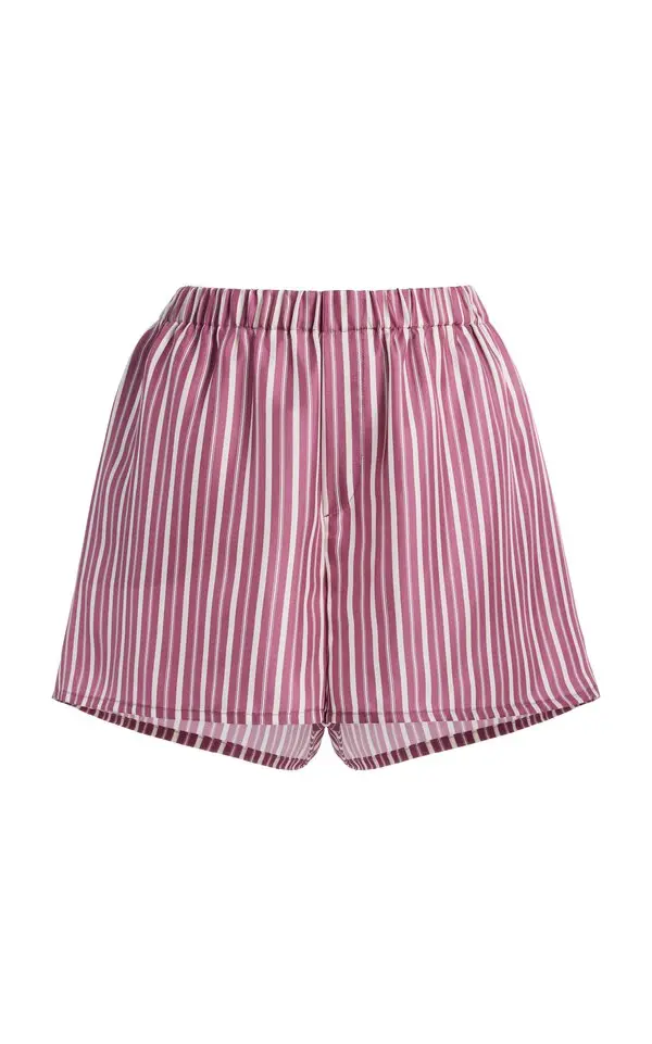 Asceno Franca Striped Silk Shorts - Pink