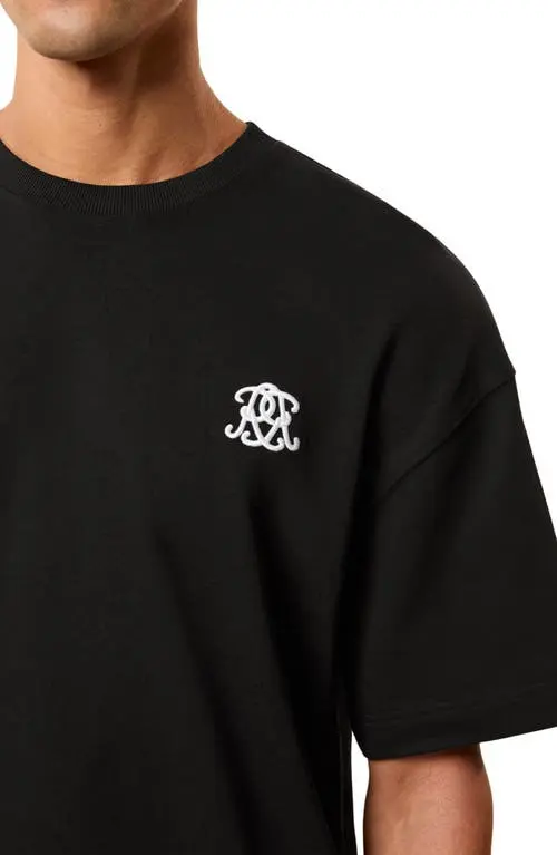 REISS Rainer Embroidered T-shirt - Black