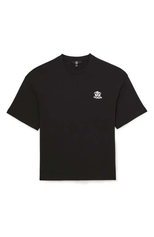 REISS Rainer Embroidered T-shirt - Black