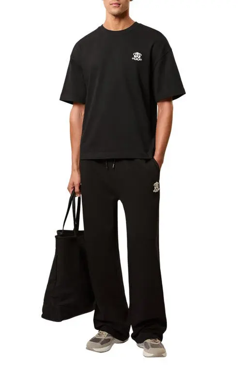 REISS Rainer Embroidered T-shirt - Black