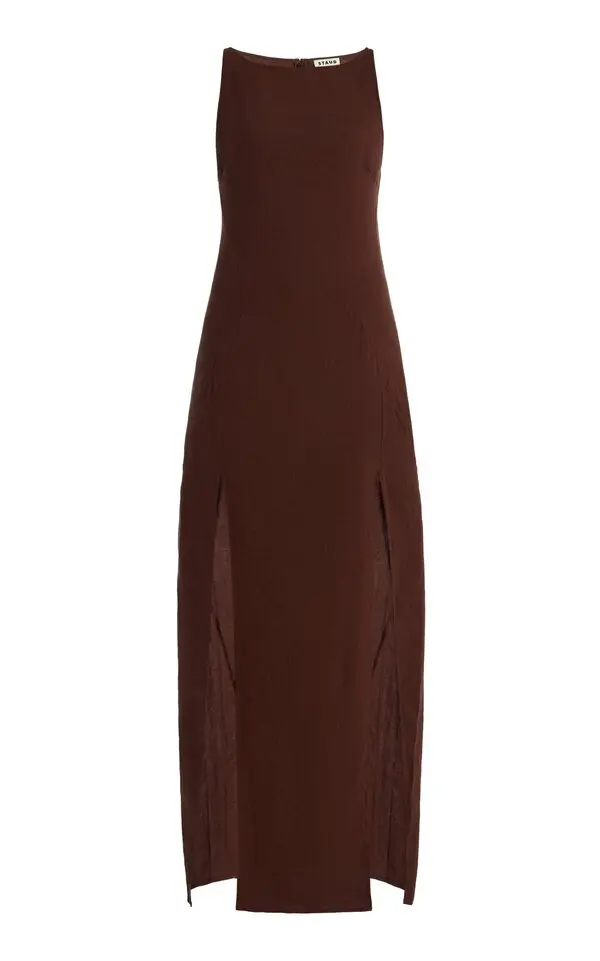Staud Costa Linen-blend Maxi Dress - Brown