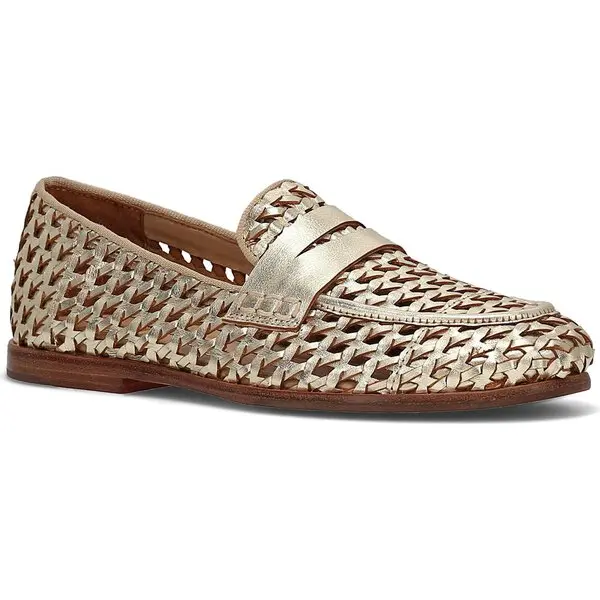 Frye Faith Woven Penny Loafer - Gold