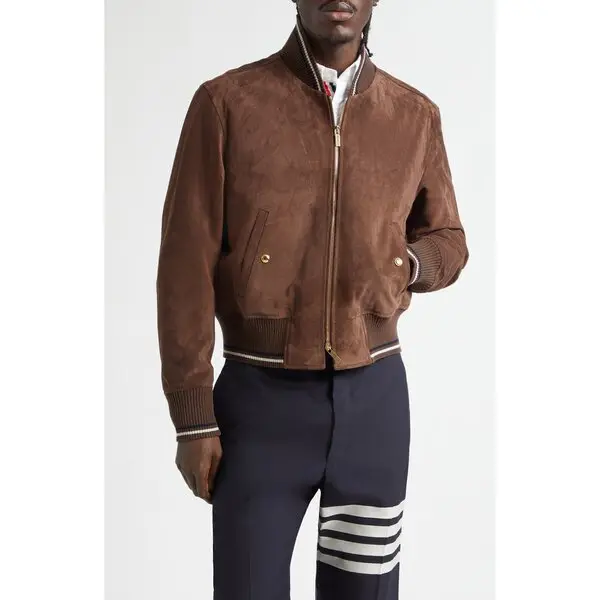 Thom Browne Suede Bomber Jacket