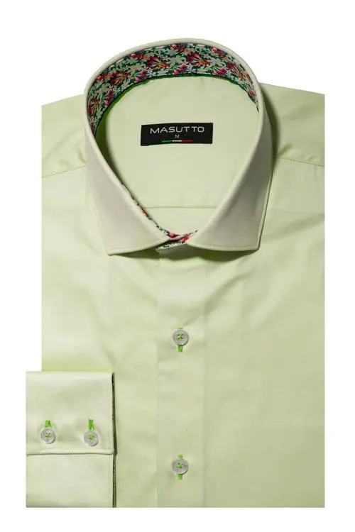 MASUTTO Jude Solid Button-up Long Sleeve Shirt - Green