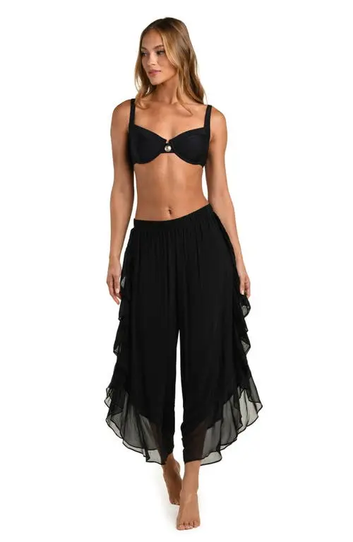 L'Agence Adonis Ruffle Crop Chiffon Cover-up Pants