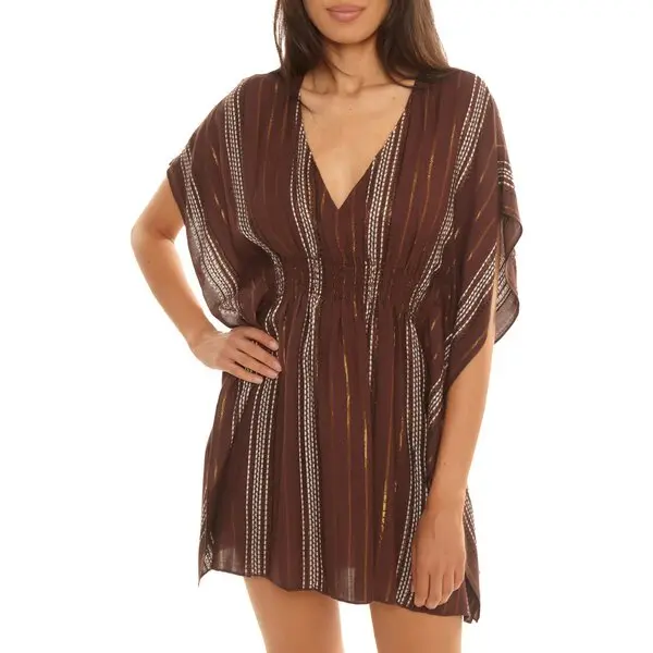 BECCA By Rebecca Virtue Radiance Metallic Stripe Cover-up Tunic - Mocha