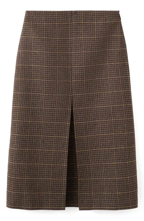 Mango Check Pleat Front Midi Skirt