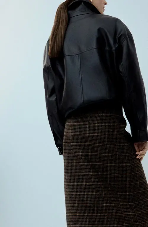Mango Check Pleat Front Midi Skirt - Brown