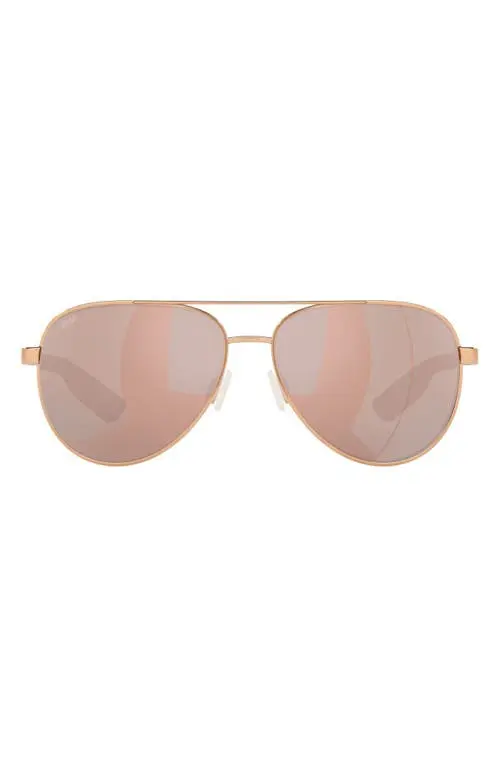 COSTA DEL MAR Aviator Polarized Sunglasses - Rose Gold/copper Silver 580p