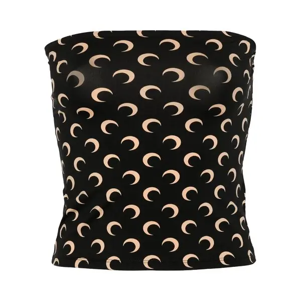 MARINE SERRE Moon Printed Tube Top - Tan