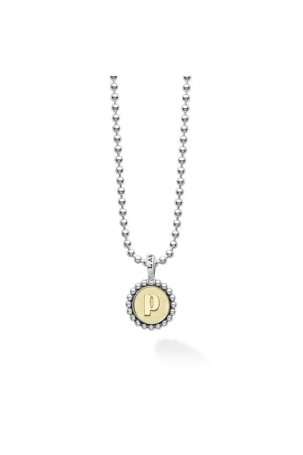 Lagos Signature Caviar Initial P Charm Necklace - Gold