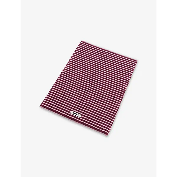 TEKLA Striped Cotton Bath Mat 70cm X 50cm - Red Rose