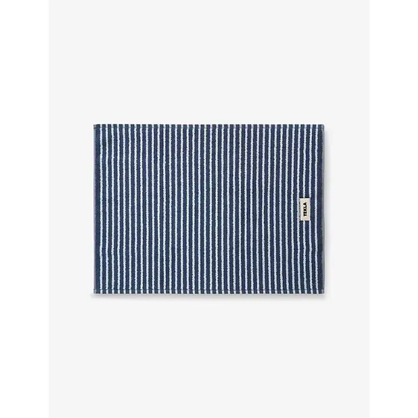 TEKLA Striped Cotton Bath Mat 70cm X 50cm - River Stripes