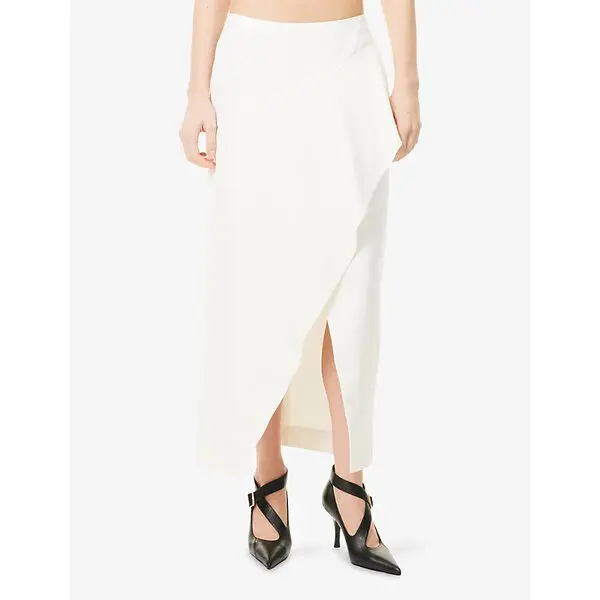 Khaite Tailored Wool Midi Skirt