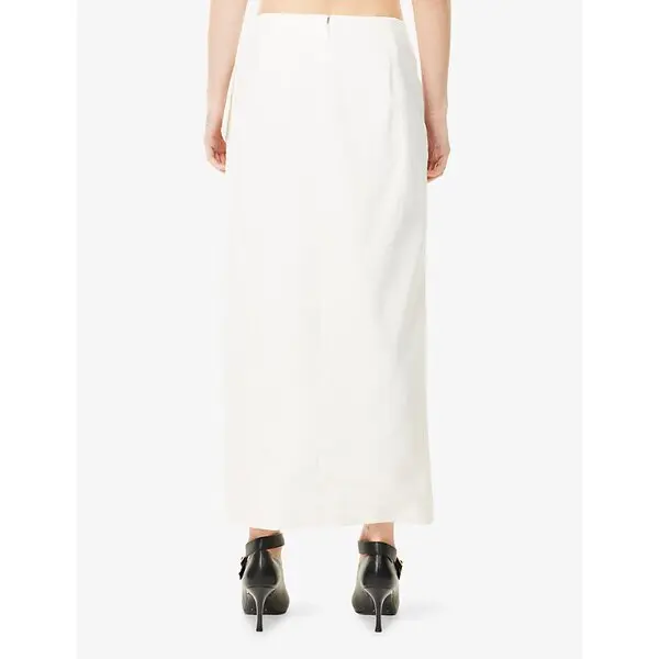 Khaite Tailored Wool Midi Skirt