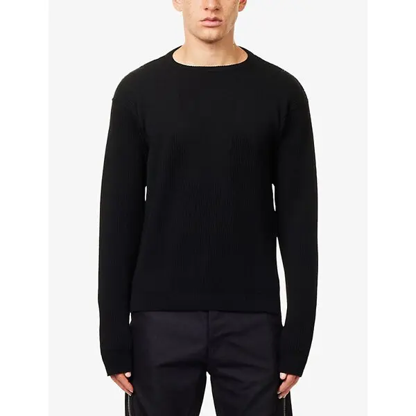 Rick Owens Round-neck Ribbed Wool Jumper - Black